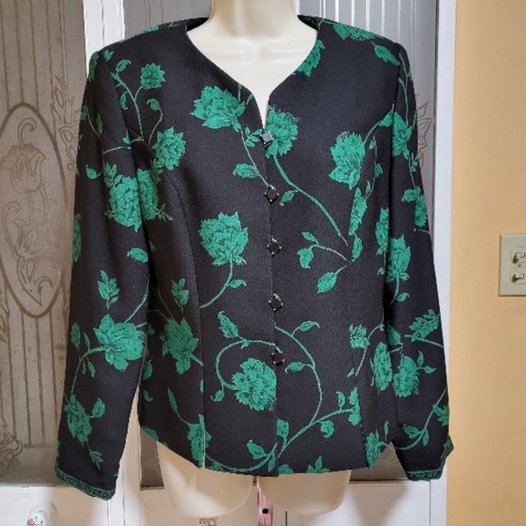 Kasper ASL | Jackets & Coats | Kasper Asl Ladies Beautiful Black Green ...